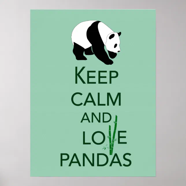 Keep Calm and Love Pandas Fine Art Print in Green | Zazzle