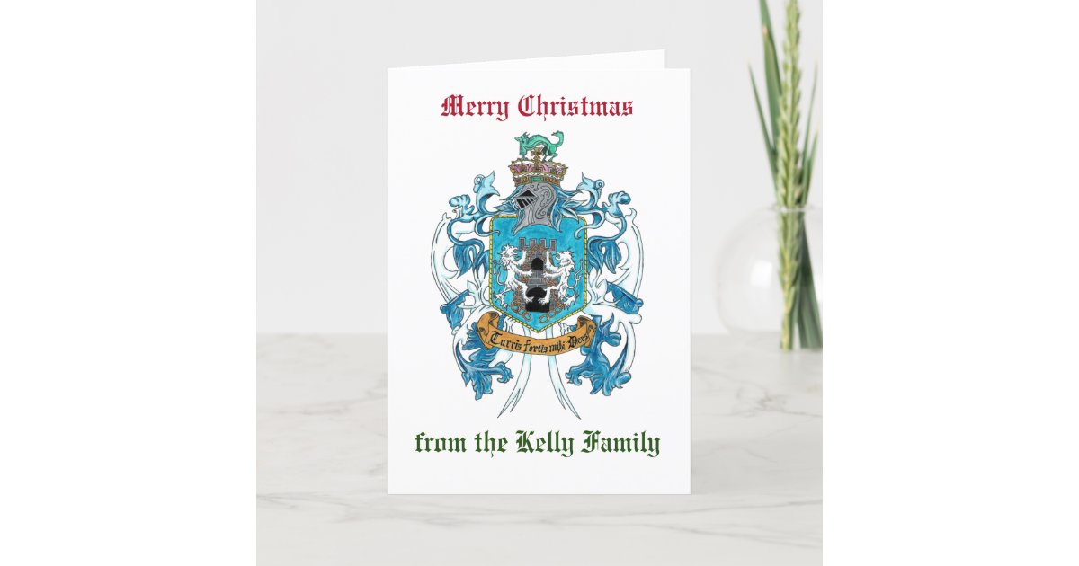 Kelly Family Crest / Coat of Arms Christmas Card | Zazzle