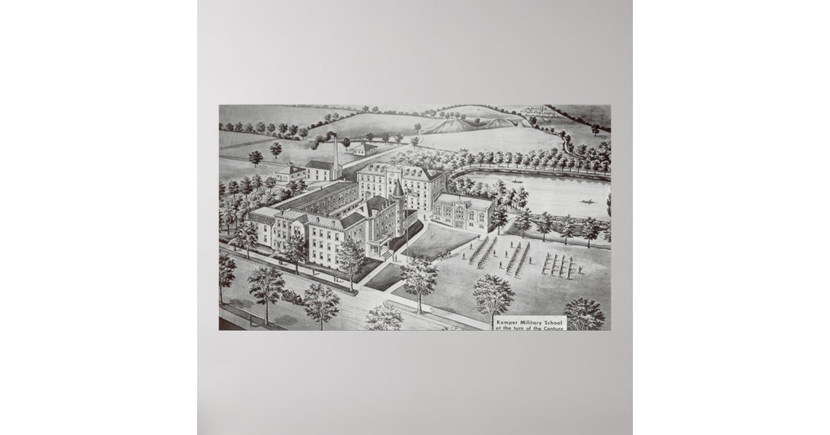 Kemper Military School & College Mess Black/White Poster | Zazzle