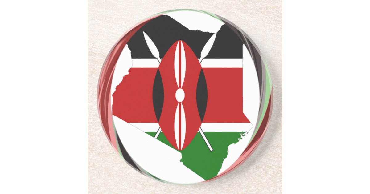 Kenya Celebration Colourful Flag Map Vector Artwor Coaster | Zazzle