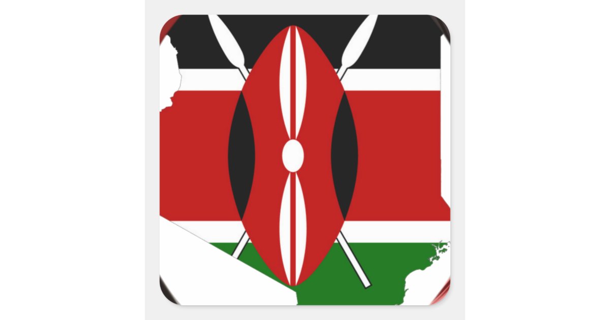 Kenya Celebration Colourful Flag Map Vector Artwor Square Sticker | Zazzle