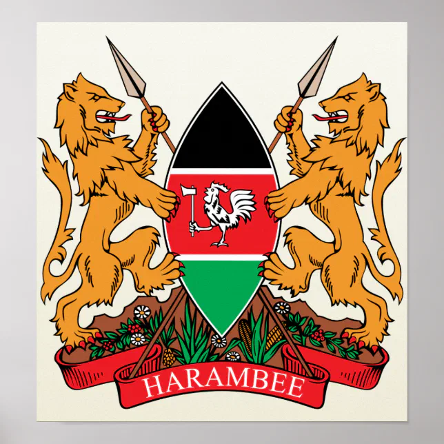 Kenya Coat of Arms detail Poster | Zazzle
