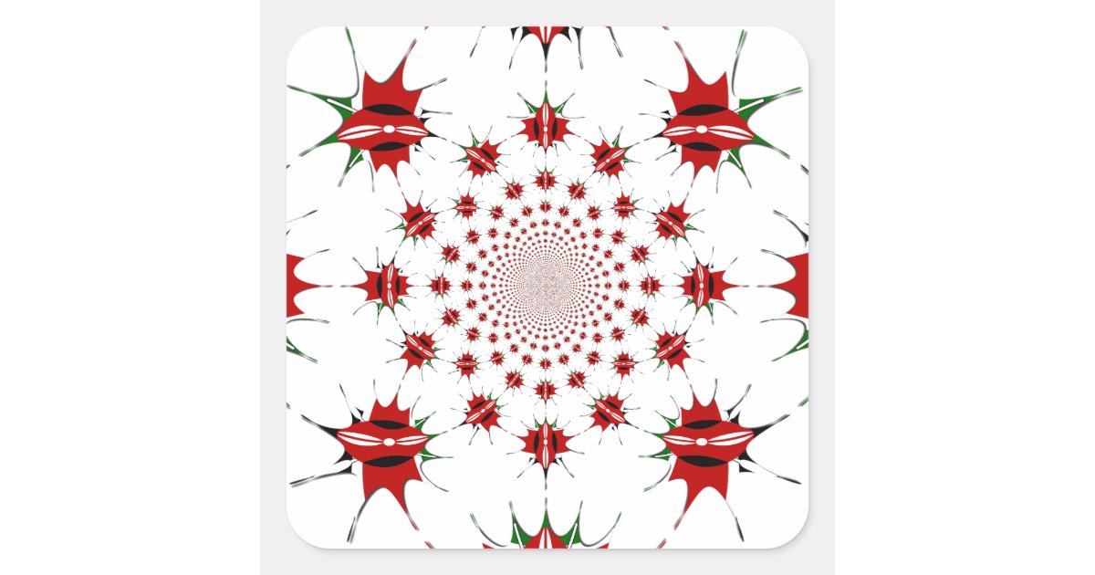 Kenya National Flag Shield Kaleidoscope Pattern Square Sticker | Zazzle