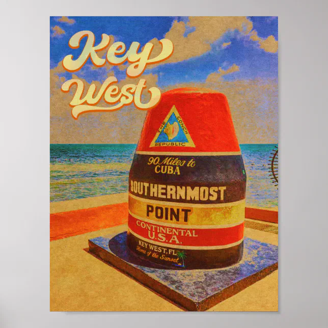 key west Florida Sunset Vacation Souvenirs Vintage Poster | Zazzle