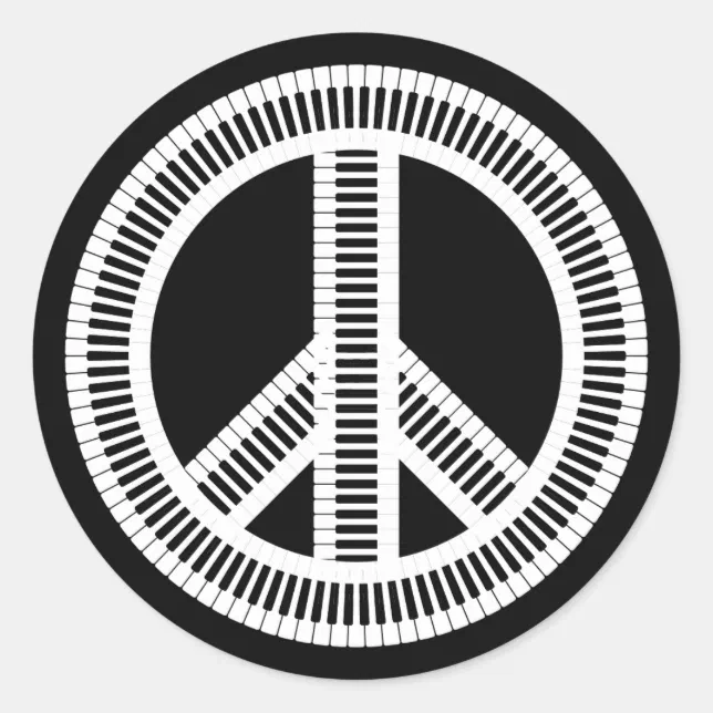 Keyboard piano isolated creative peace sign classic round sticker | Zazzle