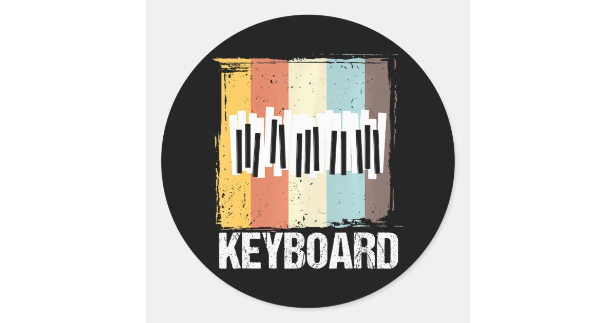 Keyboardist Pianist Retro Keyboard Piano Player Classic Round Sticker ...