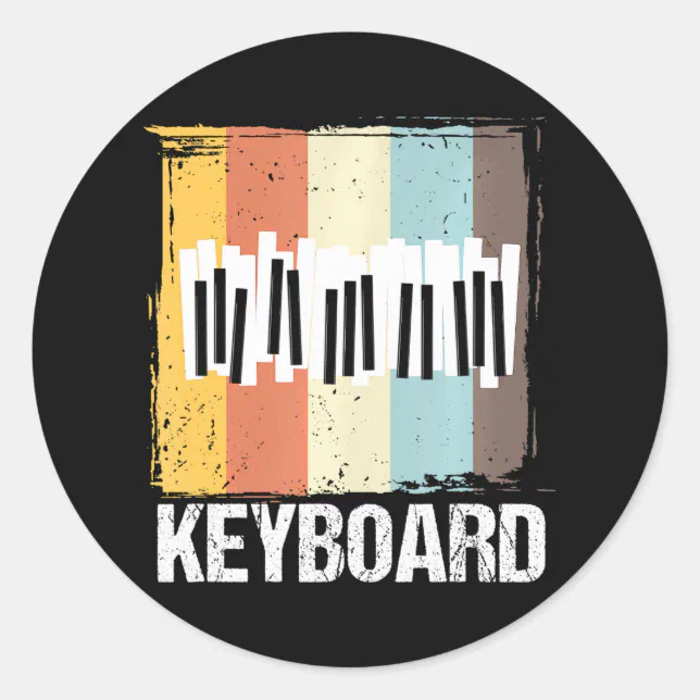 Keyboardist Pianist Retro Keyboard Piano Player Classic Round Sticker ...