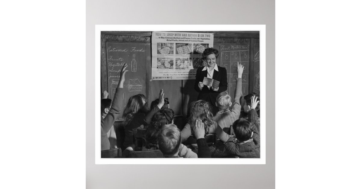 Kids and Ration Book WWII - Vintage Poster | Zazzle