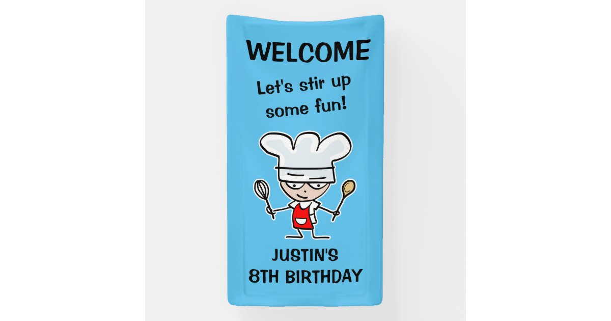 Kids baking Birthday party welcome banner sign | Zazzle