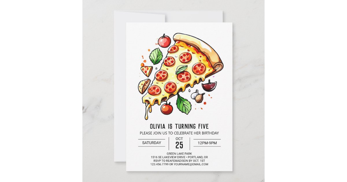Kids Enchanted Pizza Birthday Invitation | Zazzle