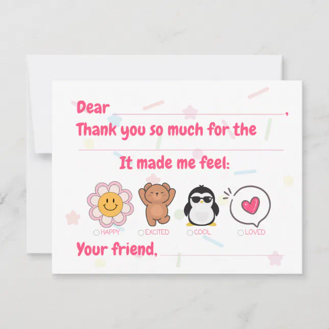 Kids Fill In Thank You Card | Zazzle