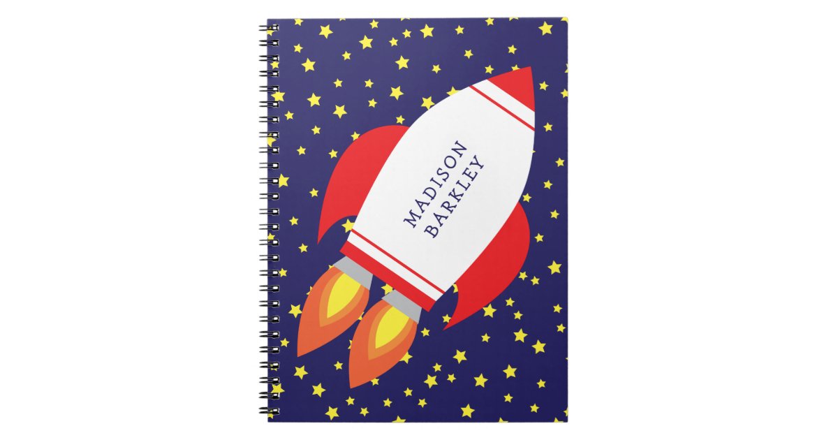 Kids Rocket Ship Outer Space Cute Notebook | Zazzle