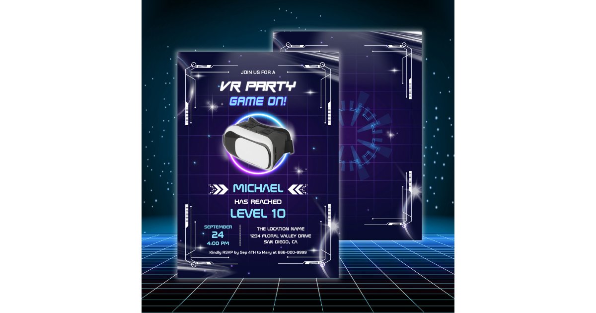 Kids VR Gaming Virtual Reality Birthday Party Invitation | Zazzle