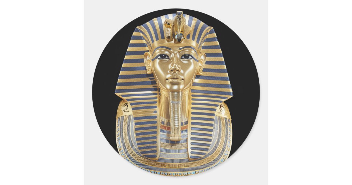 King Tutankhamun Round Glossy Stickers | Zazzle