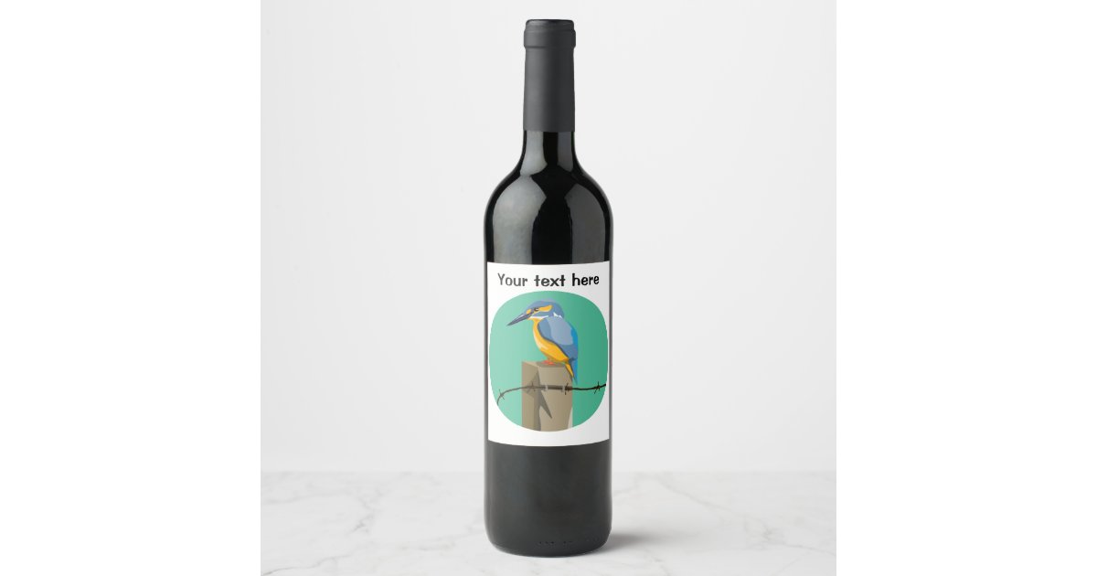 Kingfisher Bird Wine Label | Zazzle