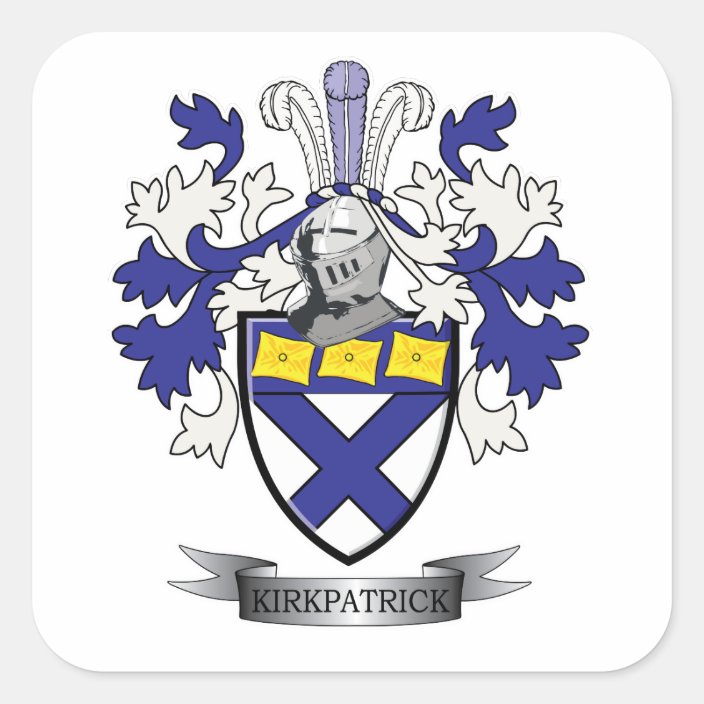 Kirkpatrick Family Crest Coat of Arms Square Sticker | Zazzle.co.uk