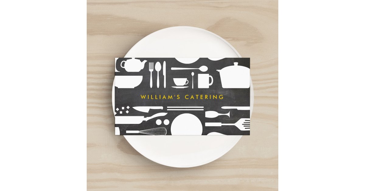 Kitchen Collage on Chalkboard Background Business Card | Zazzle