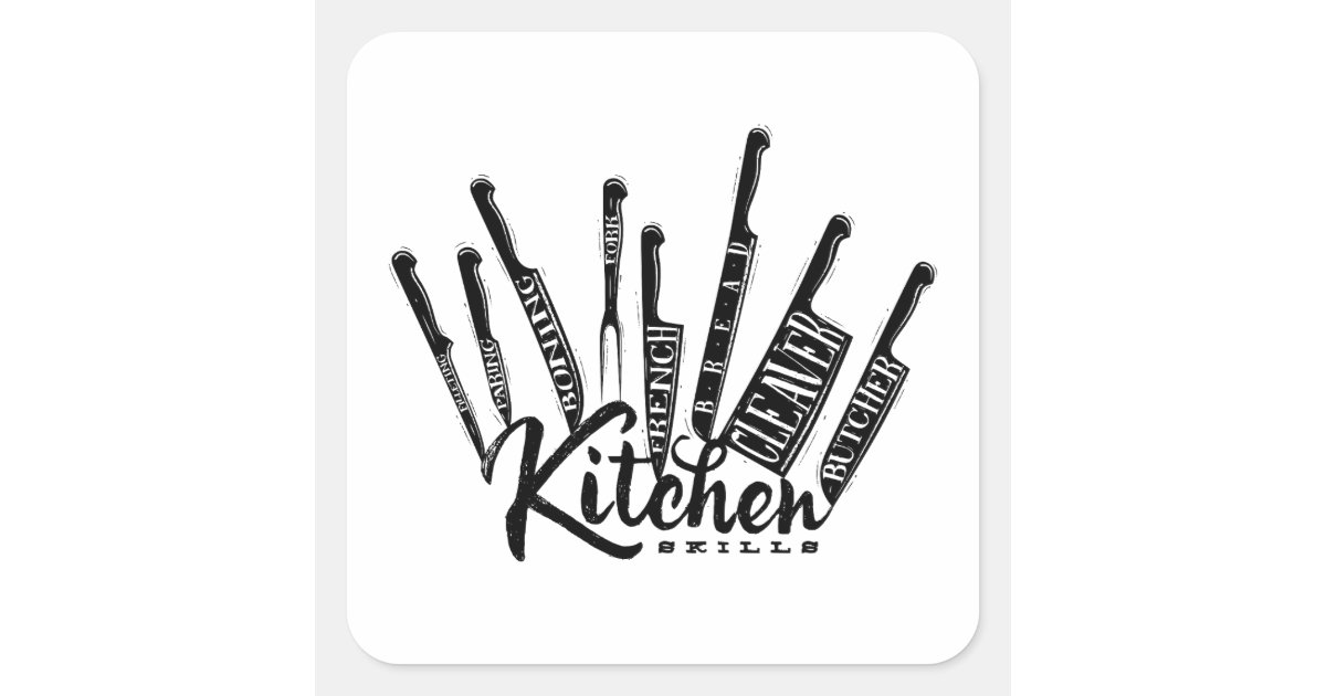Kitchen Knives Square Sticker | Zazzle