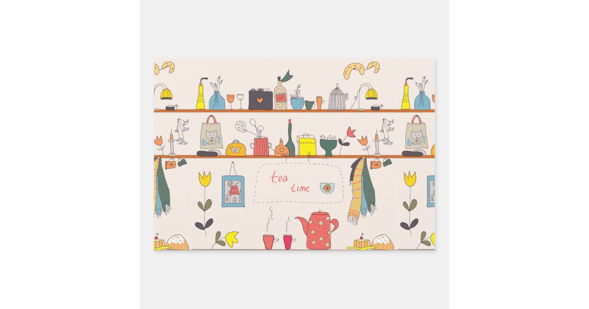 Kitchen Tea Time Wrapping Paper Sheet | Zazzle