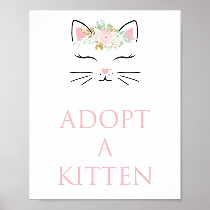 Kitten Adoption Sign kitty birthday party | Zazzle.co.uk