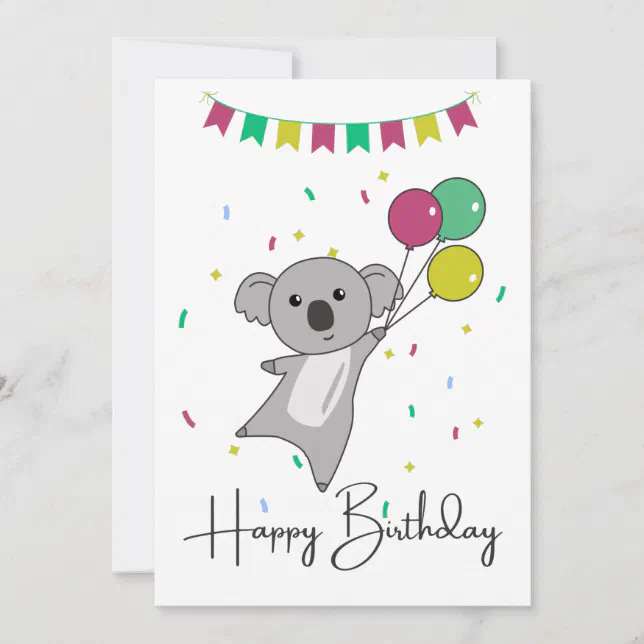 Koala Wishes Happy Birthday To You Koalas Invitati Invitation | Zazzle
