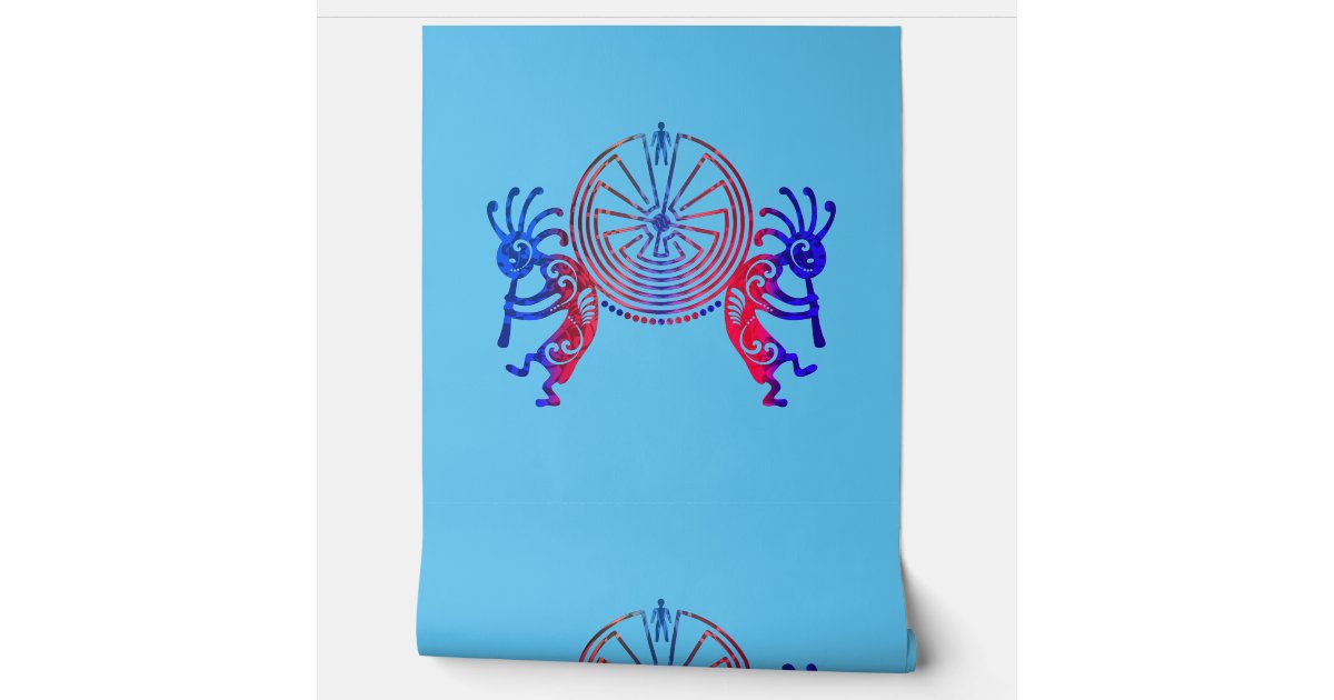 Kokopelli Duo - Man In The Maze - Symbols 1a Wallpaper | Zazzle