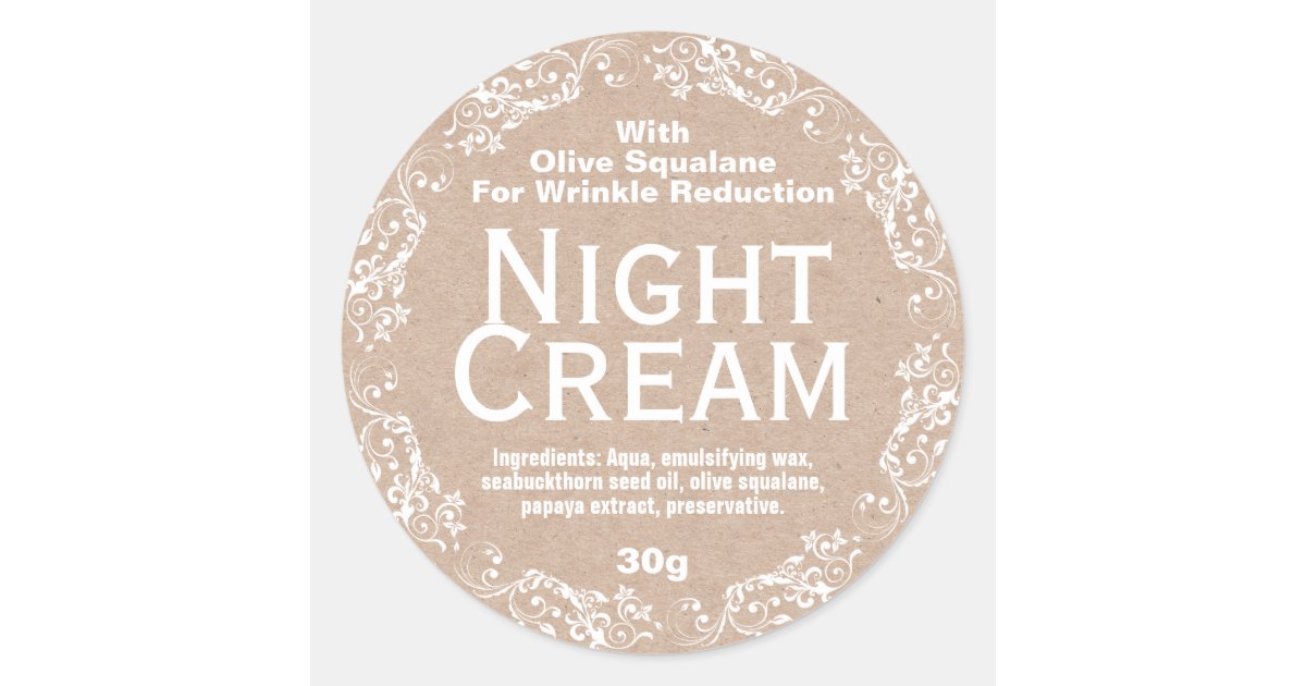 Kraft Night Cream Moisturizer Lotion Classic Round Sticker | Zazzle