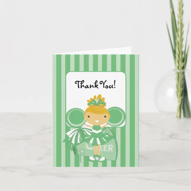 KRW Green Cheerleader Thank You Note | Zazzle