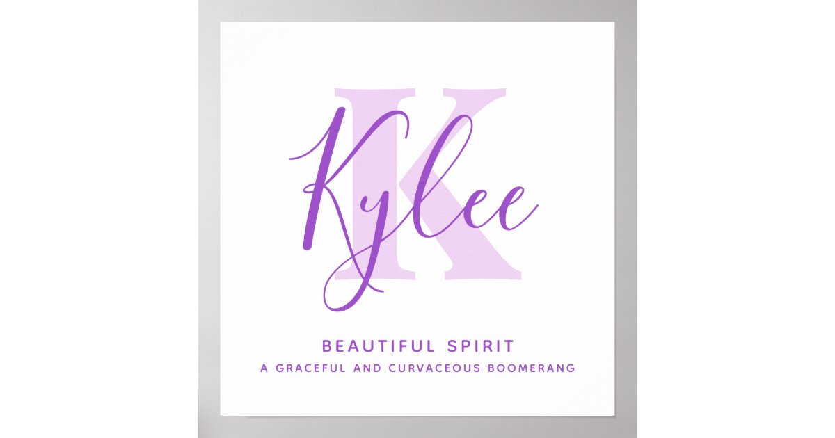 Kylee name meaning purple text personalised poster | Zazzle