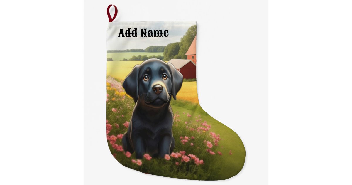Labrador Retriever on Farm Large Christmas Stocking | Zazzle