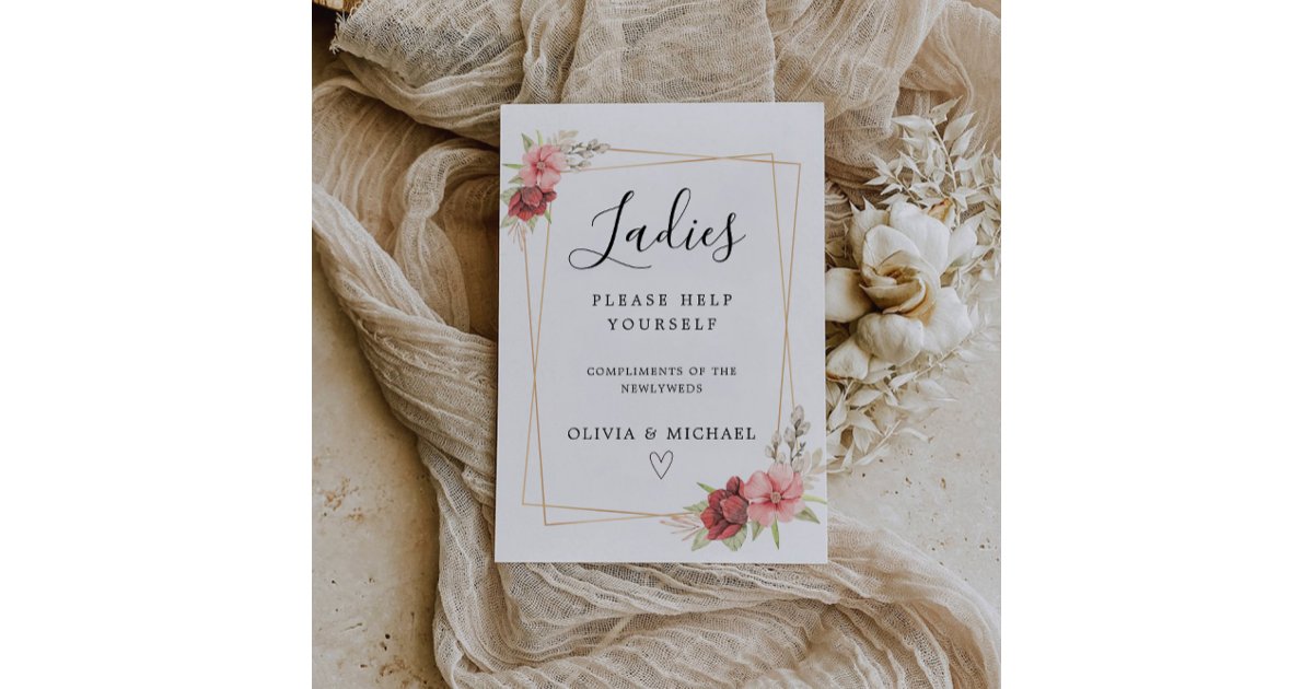 Ladies Room Sign Template, Rose Wedding Invitation | Zazzle