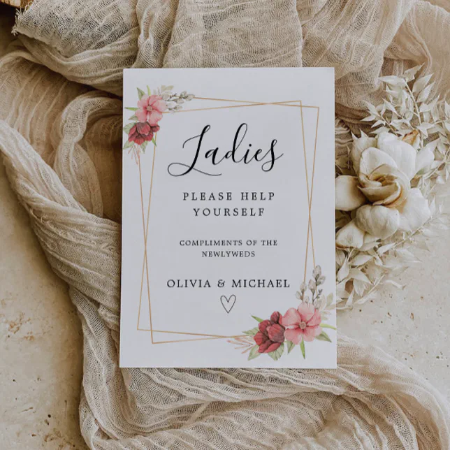 Ladies Room Sign Template, Rose Wedding Invitation | Zazzle