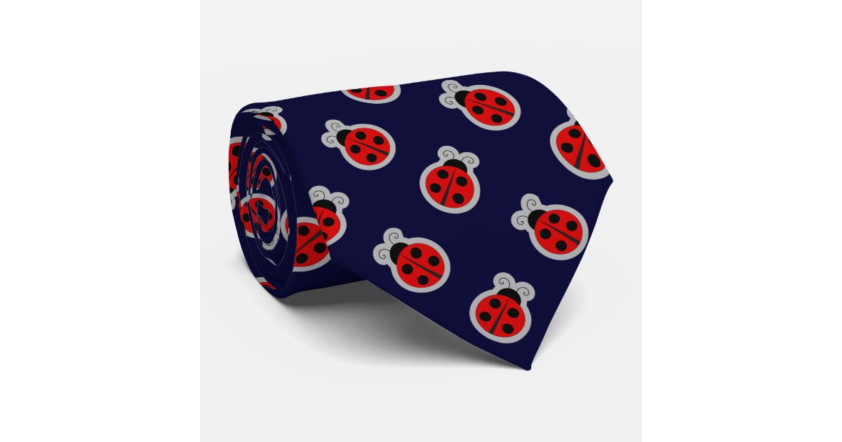 Ladybug Dark Navy Blue Background Tie | Zazzle