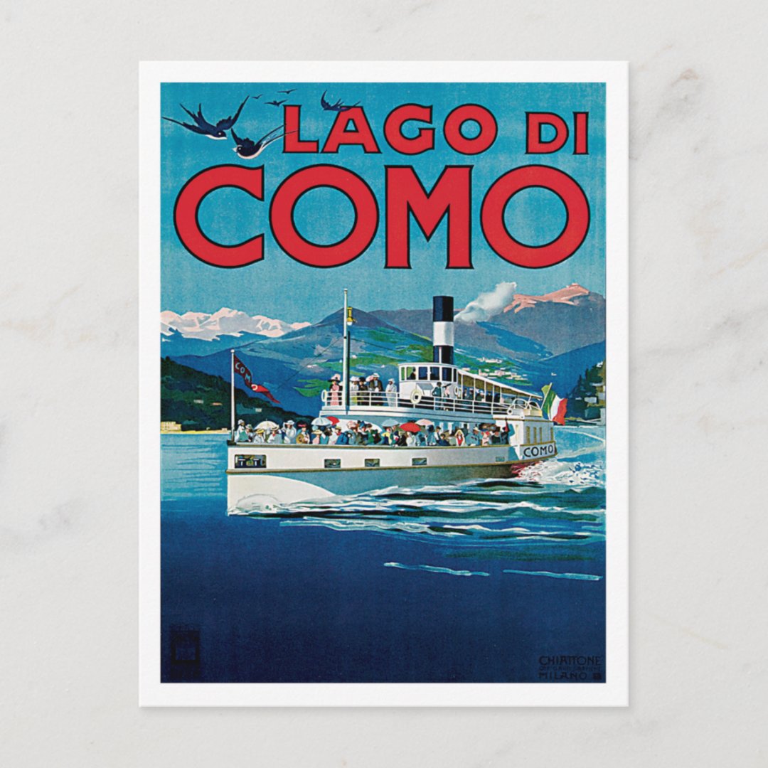 Lago Di Como Italy Vintage Travel Postcard | Zazzle