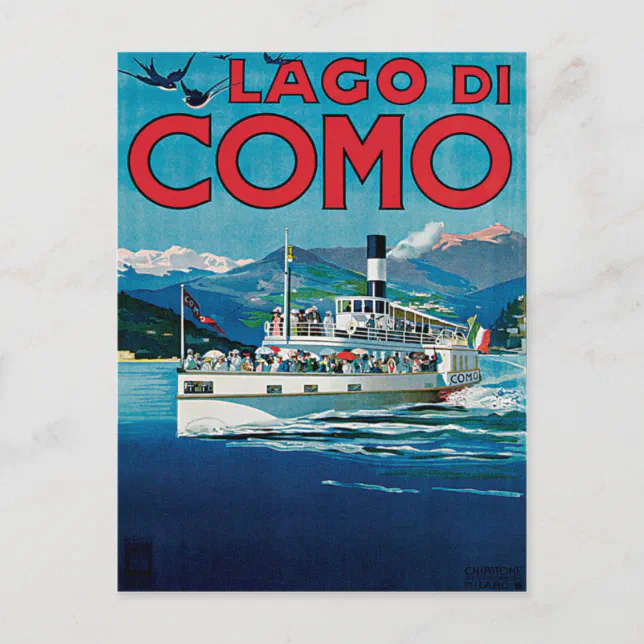 Lago Di Como Italy Vintage Travel Postcard | Zazzle
