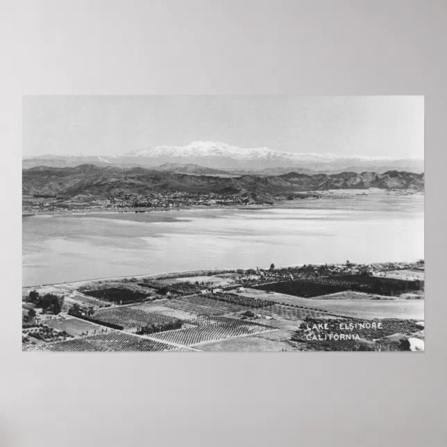 Lake Elsinore, CA Aerial Town and Lake View Poster | Zazzle