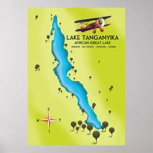 Lake Tanganyika African Great lake map Poster | Zazzle