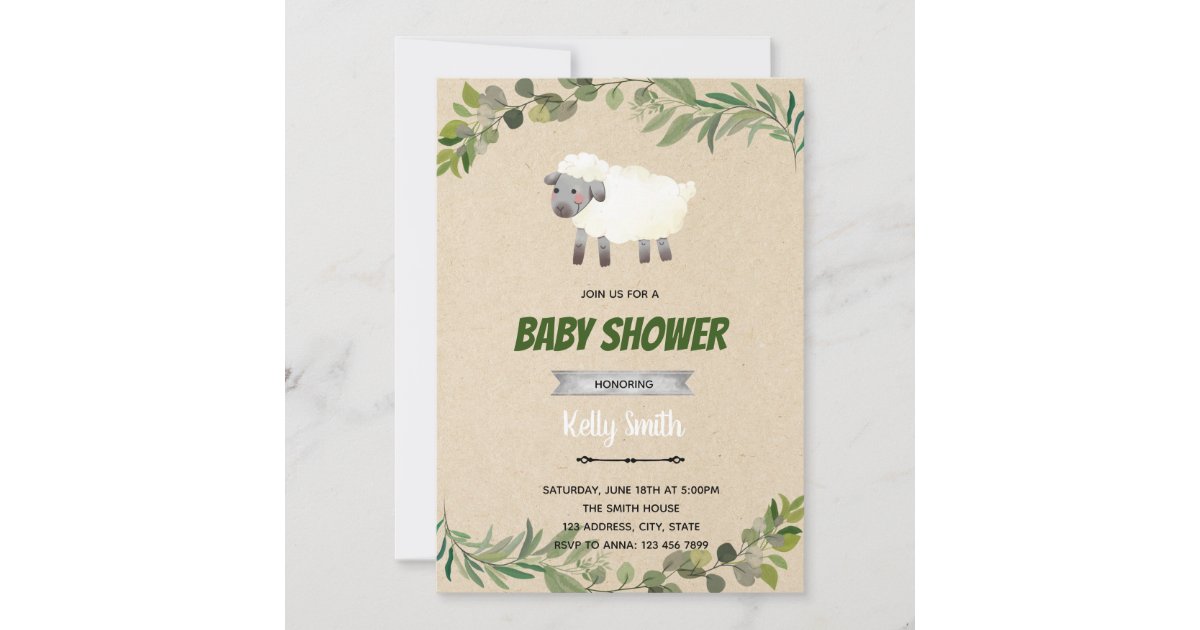 Lamb shower birthday invitation | Zazzle