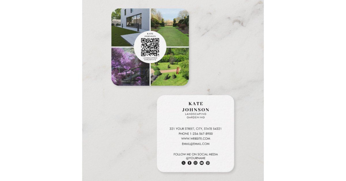 Landscaping Gardening Photo QR Code Social Media Square Business Card ...