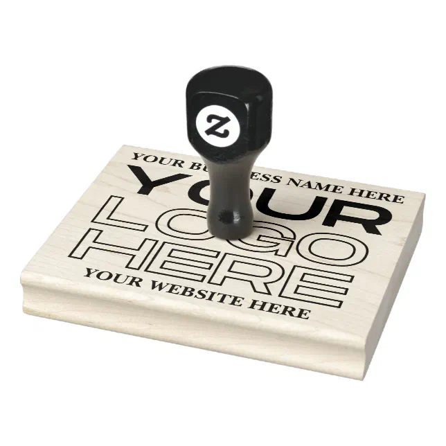 Large Business Logo, Name, Website Rubber Stamp | Zazzle