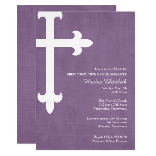Large Cross Religious Invitation, Purple Invitation | Zazzle.co.uk