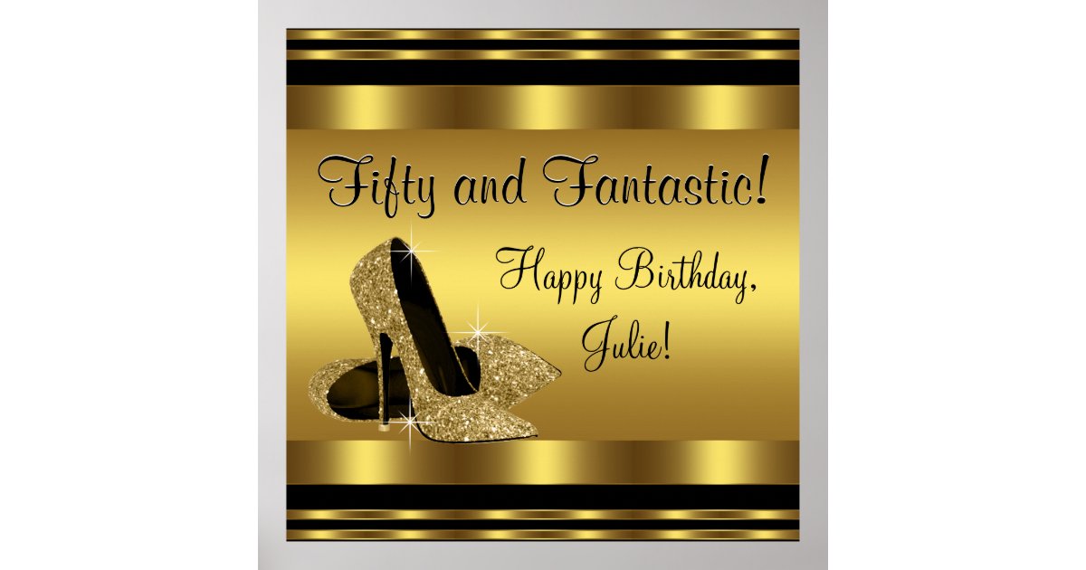 Large Gold High Heel Birthday Party Banner Poster | Zazzle