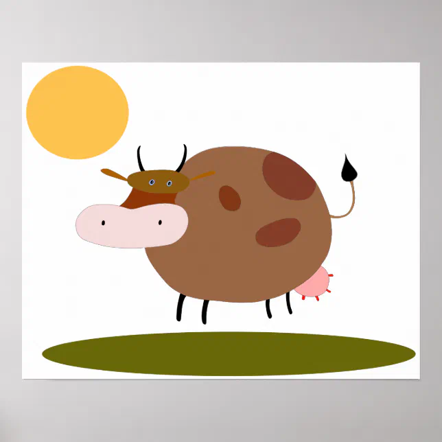 Large High End quality printet happy cow poster | Zazzle