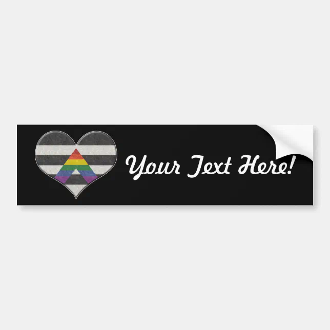 Large LGBT Ally Pride Flag Colored Heart with Ace Bumper Sticker | Zazzle