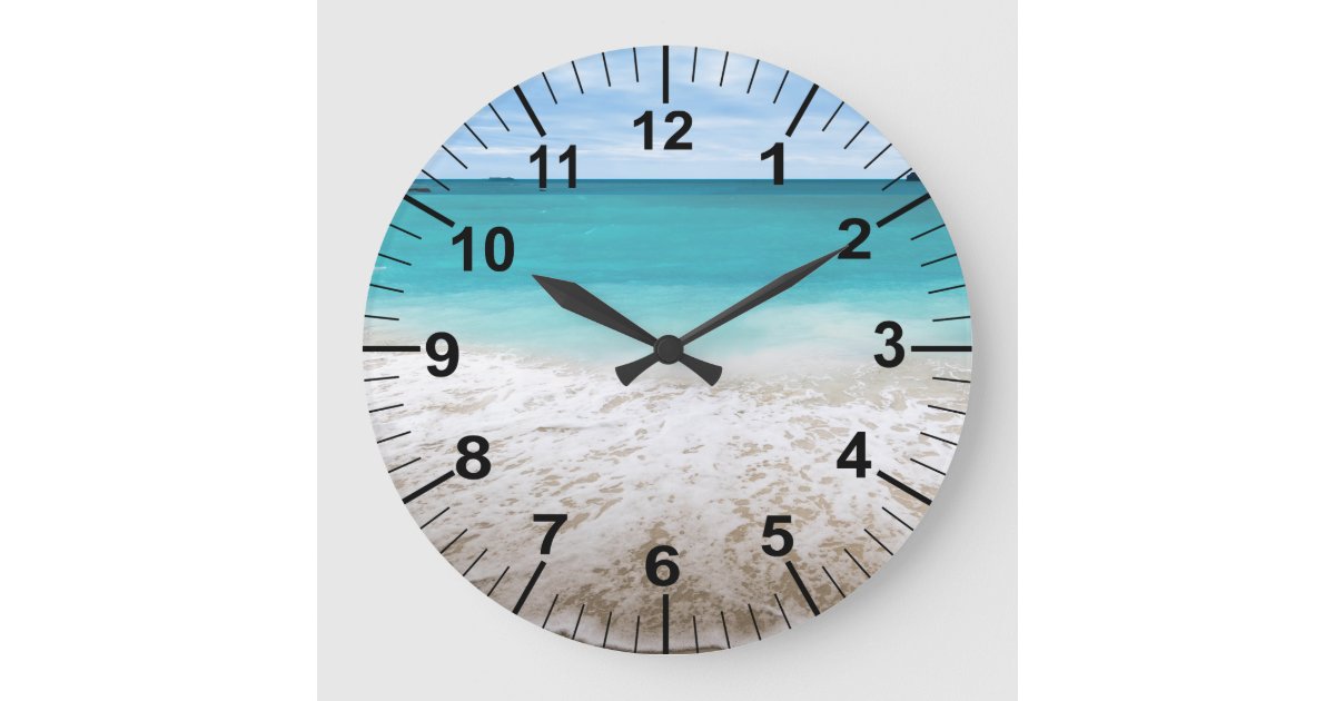 Large Ocean And Beach Theme Wall Clock | Zazzle