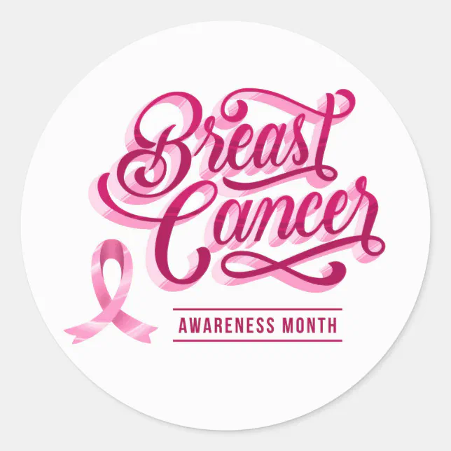 Large Stickers-Pink Ribbon Classic Round Sticker | Zazzle