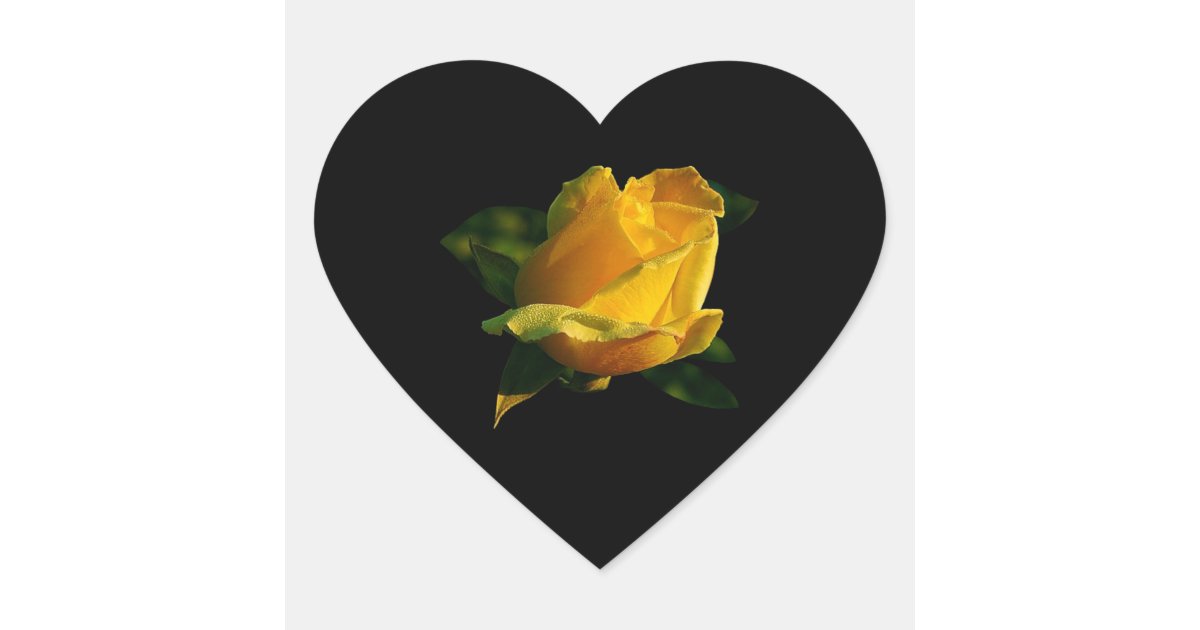 Large Yellow Rose Heart Sticker | Zazzle