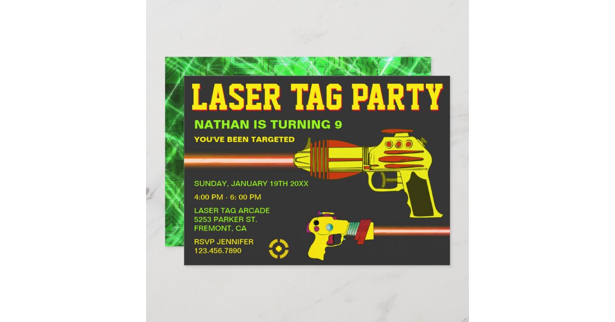 Laser Tag Kids Birthday Party Invitation | Zazzle