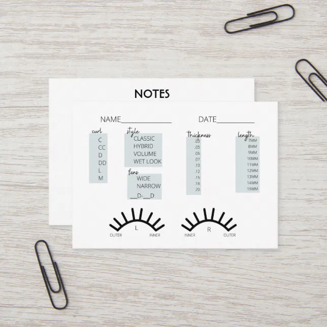 Lash Client Record Card | Zazzle