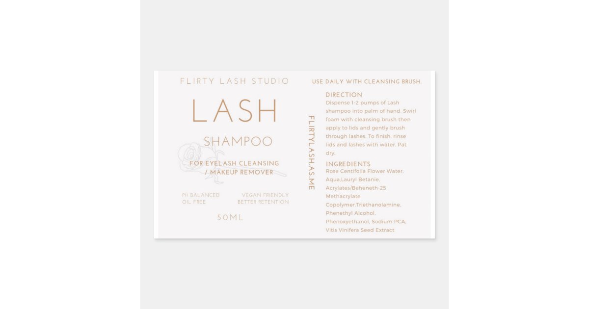 Lash shampoo bottle label | Zazzle